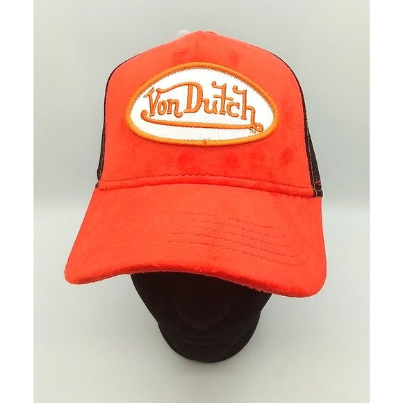 Von Dutch | Accessories | Von Dutch Orange Velvet Trucker Hat Snapback ...